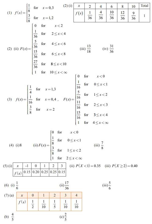 பயிற்சி 11.2 : சமவாய்ப்பு மாறிகளின் வகைகள் (Types of Random Variable ...